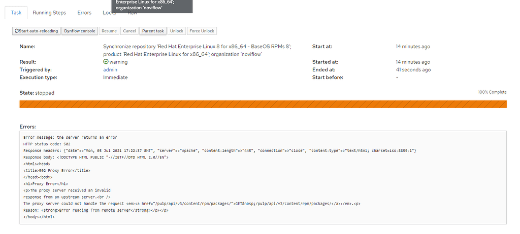 Cannot Sync RHEL 8.0 BaseOS repository - Support - TheForeman