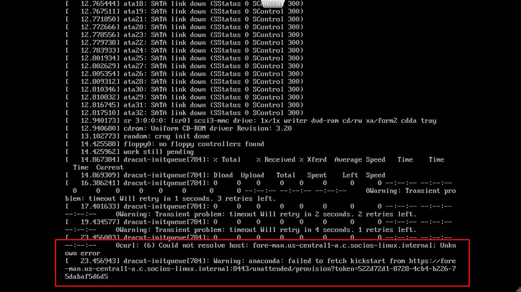 Provisioning Host Error while in booting process - Support - TheForeman